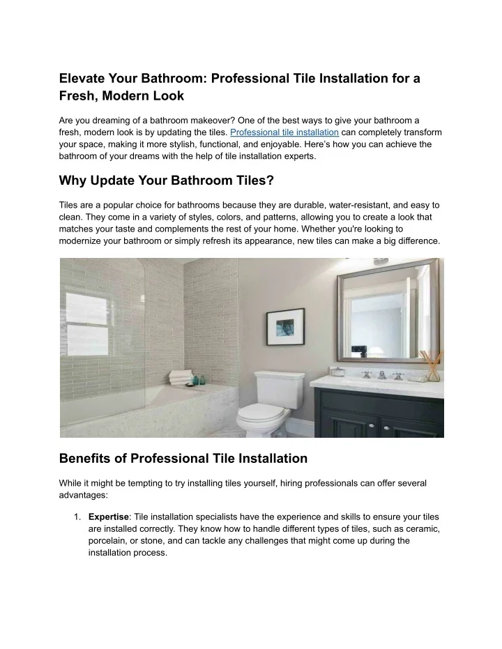 PPT - Elevate Your Bathroom_ Professional Tile Installation for a Fresh ...