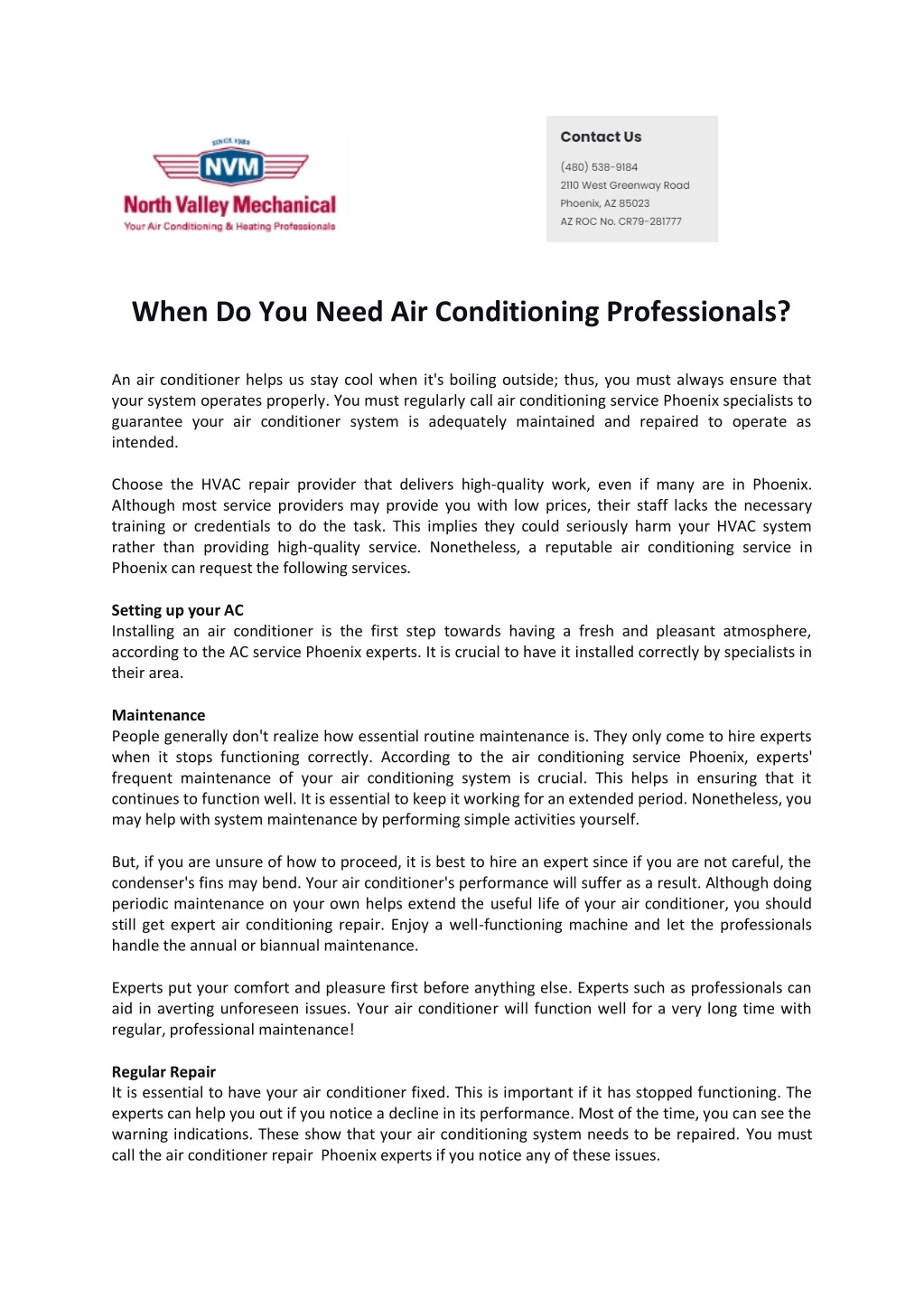 PPT - When Do You Need Air Conditioning Professionals PowerPoint ...