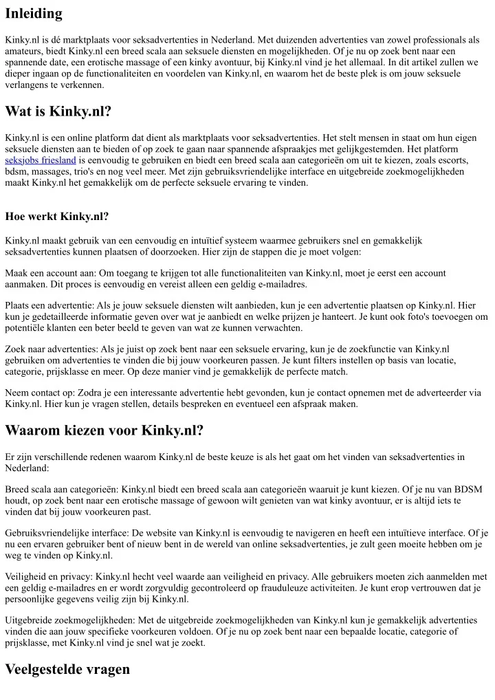 PPT - Kinky.nl: Dé Marktplaats voor Seksadvertenties PowerPoint ...