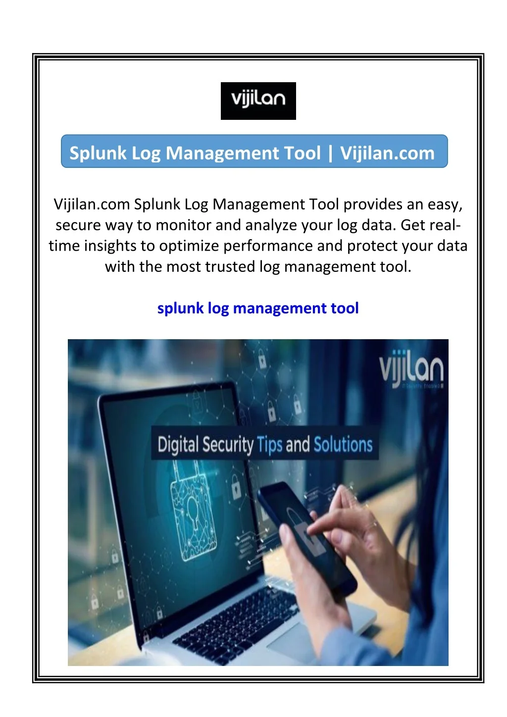 PPT - Splunk Log Management Tool Vijilan.com PowerPoint Presentation ...