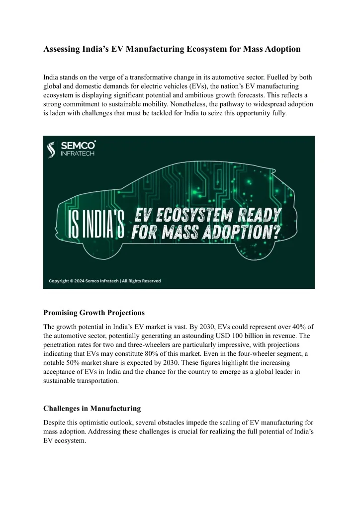 PPT - Assessing India’s EV Manufacturing Ecosystem for Mass Adoption ...