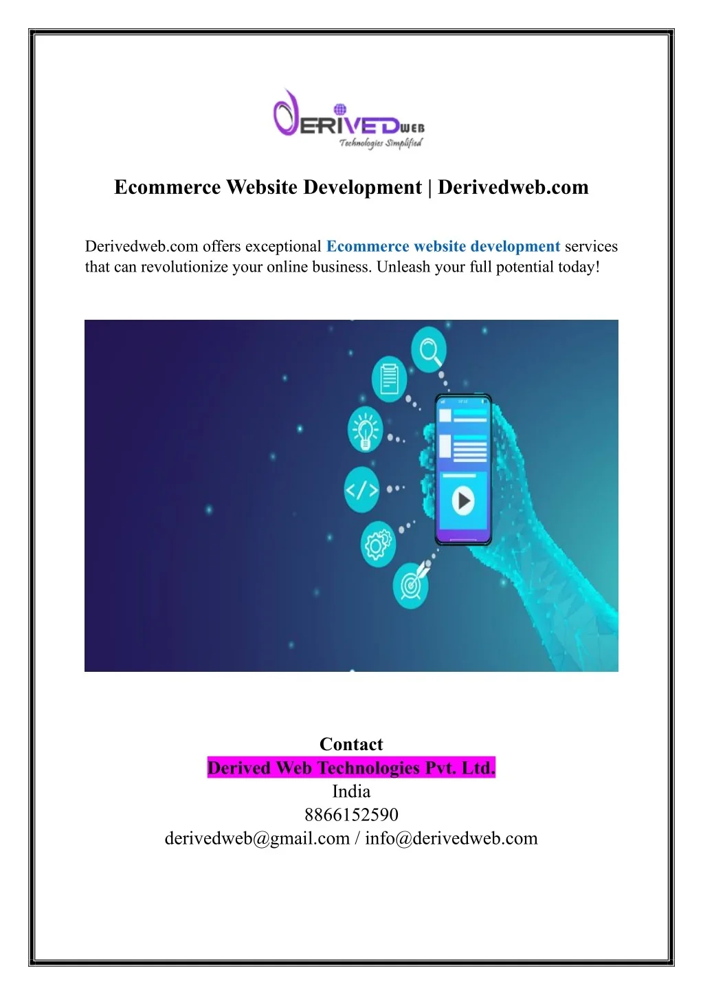 PPT - Ecommerce Website Development | Derivedweb.com PowerPoint Presentation - ID:13513174