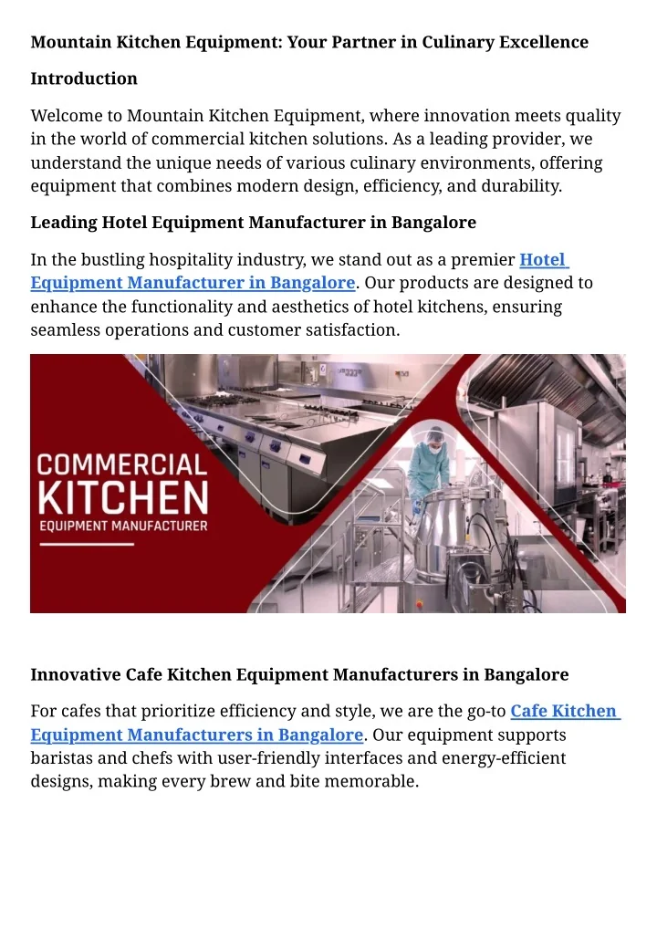 PPT - Mountain Kitchen Equipment Your Partner in Culinary Excellence ...