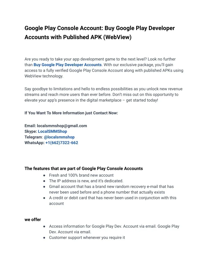 PPT - Top 10 Clips About Buy Google Play Developer Accounts PowerPoint ...