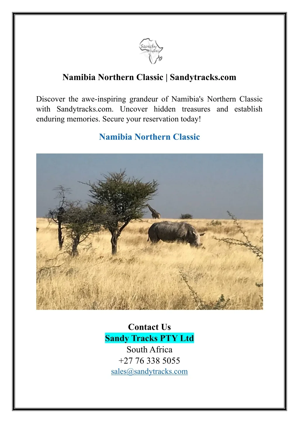 PPT - Namibia Northern Classic | Sandytracks.com PowerPoint ...