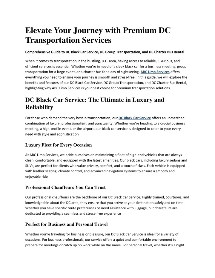 PPT - DC Black car service , DC group transportation , DC charter bus rental PowerPoint ...