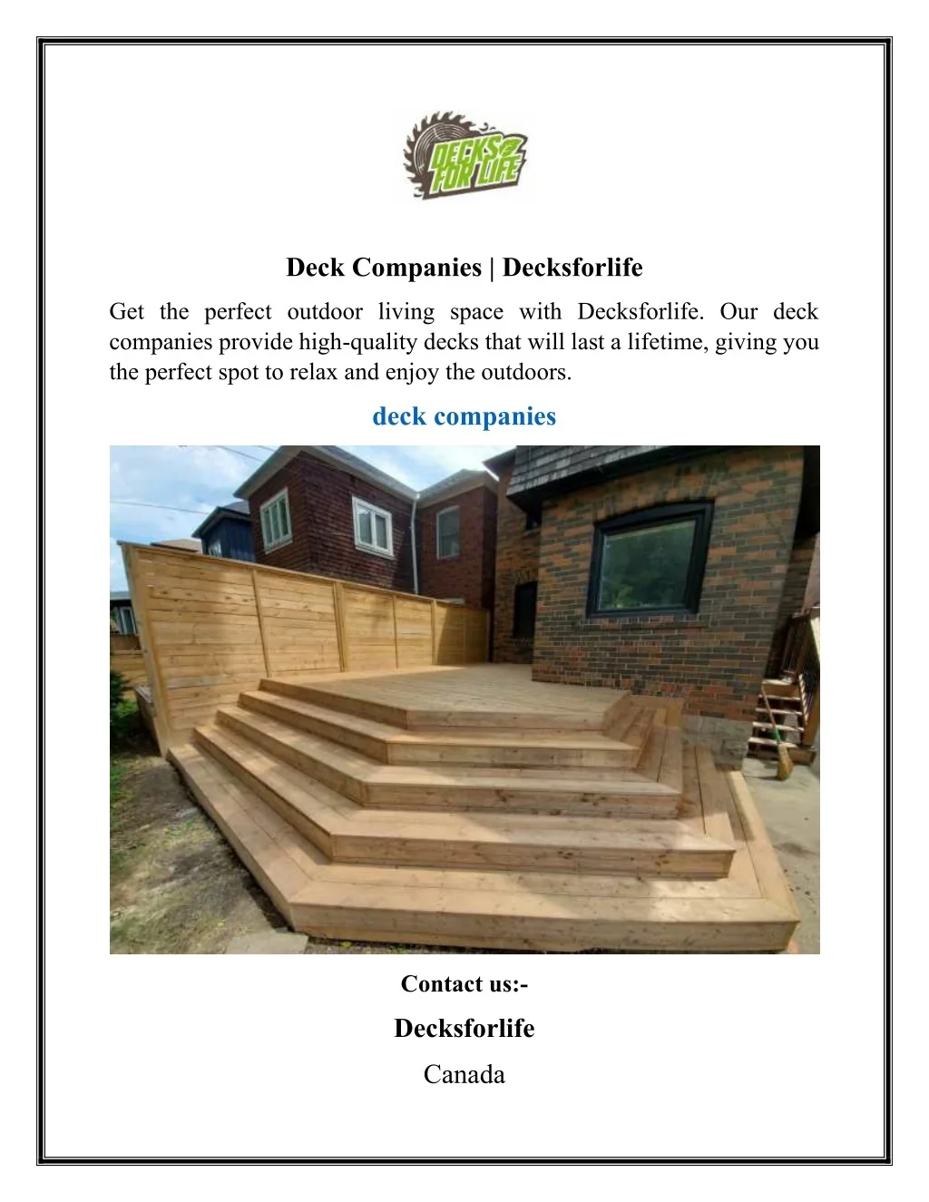 PPT - Deck Companies Decksforlife PowerPoint Presentation, free ...