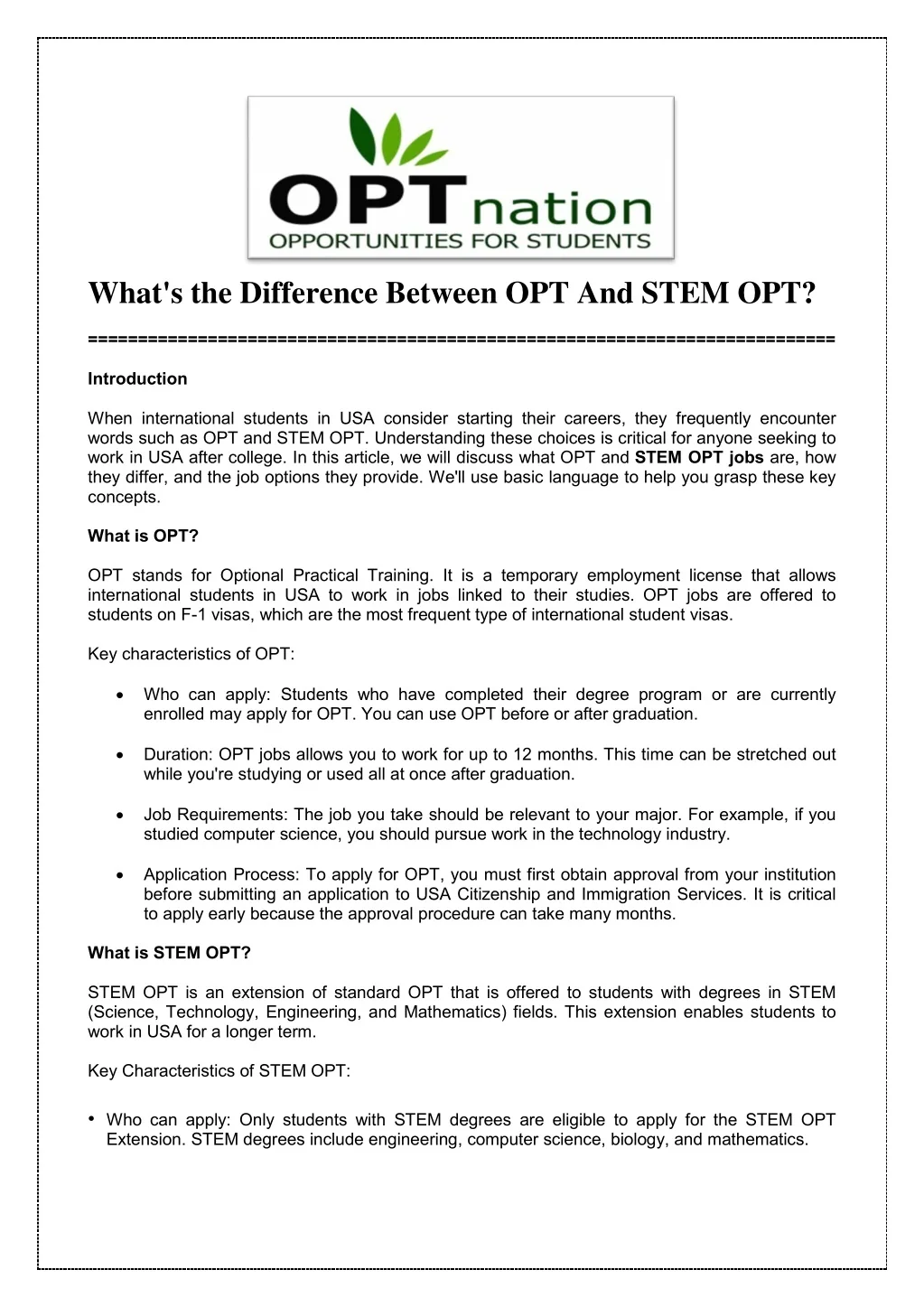 PPT - What's the difference between OPT and STEM OPT_ PowerPoint ...