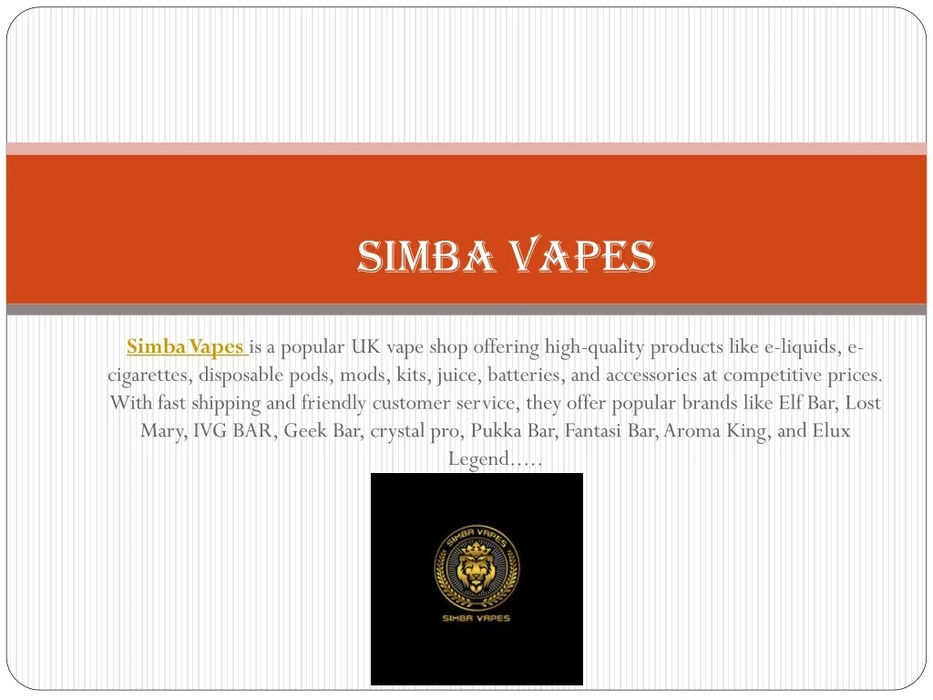 PPT - New Disposable Vape At Simba Vapes PowerPoint Presentation, free ...