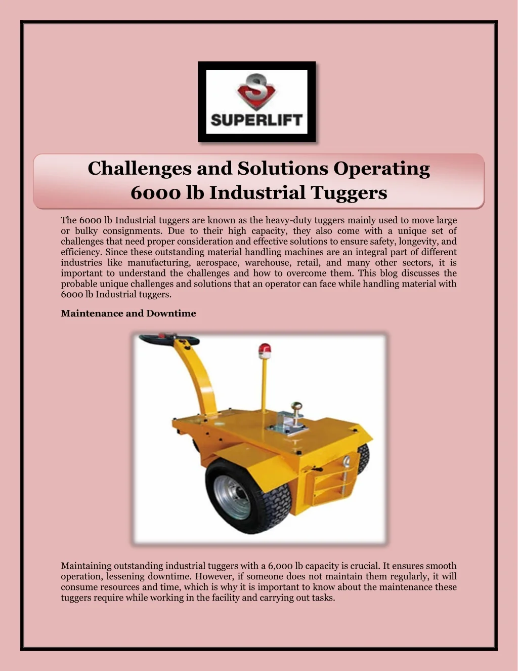 PPT - Challenges and Solutions Operating 6000 lb Industrial Tuggers ...