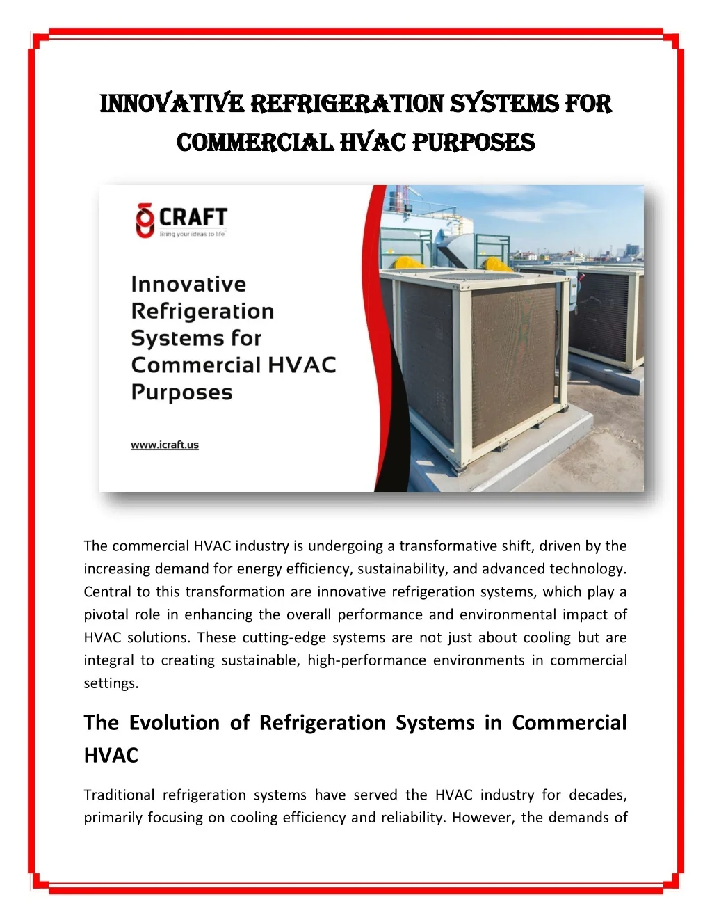 PPT - Innovative Refrigeration Systems for Commercial HVAC Purposes ...