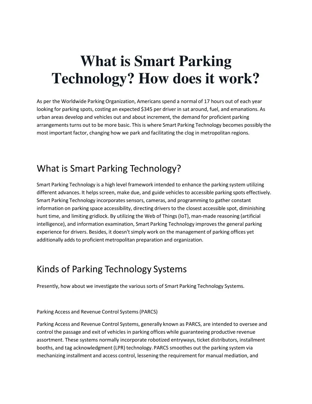 PPT - What is Smart Parking Technology PowerPoint Presentation, free ...