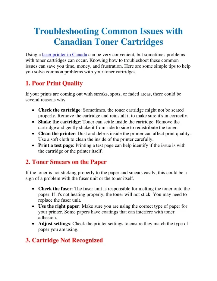 PPT - Troubleshooting Common Issues with Canadian Toner Cartridges ...