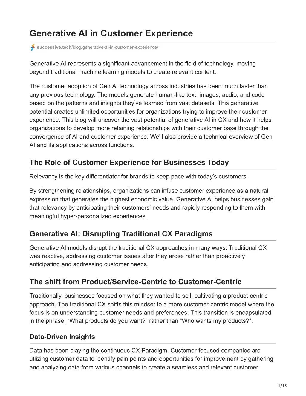 PPT - Generative AI in Customer Experience-successive.tech PowerPoint ...