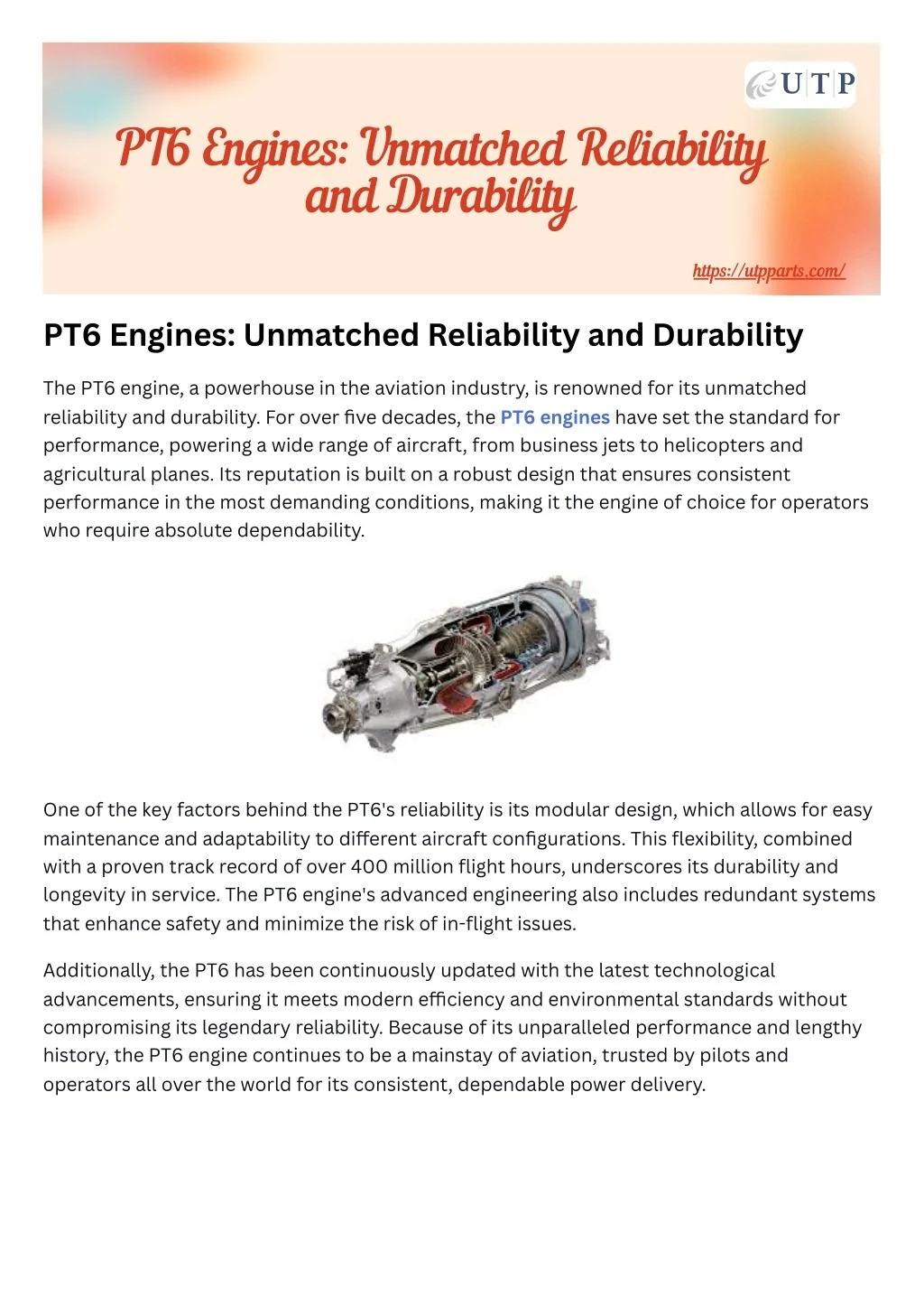 PPT - PT6 Engines Unmatched Reliability and Durability PowerPoint ...