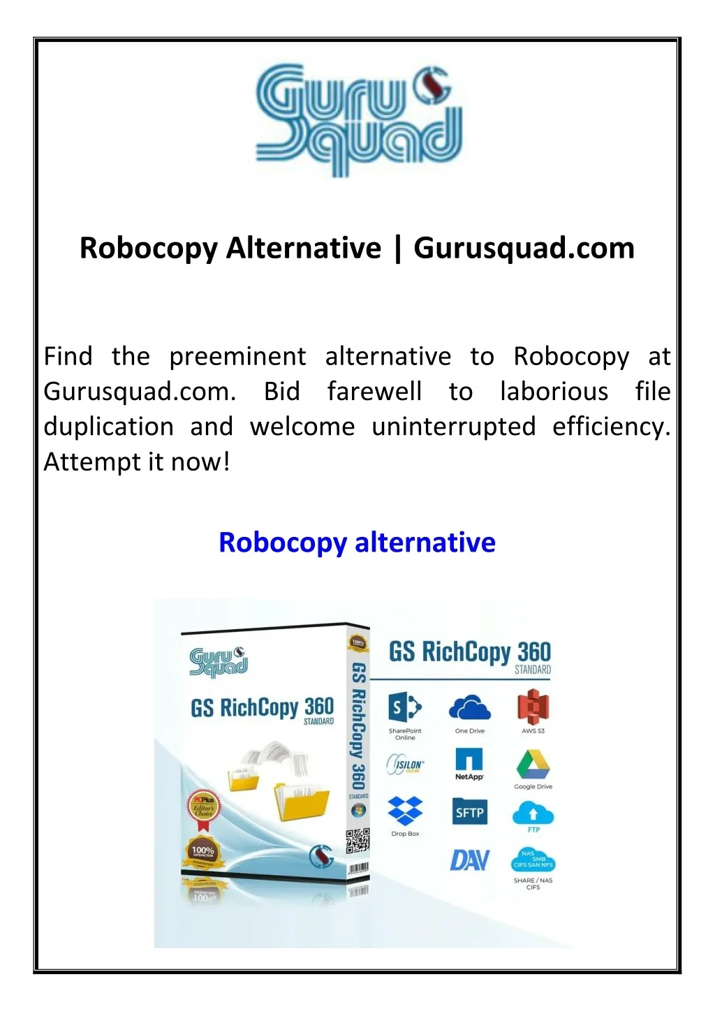 PPT - Robocopy Alternative Gurusquad.com PowerPoint Presentation, free ...