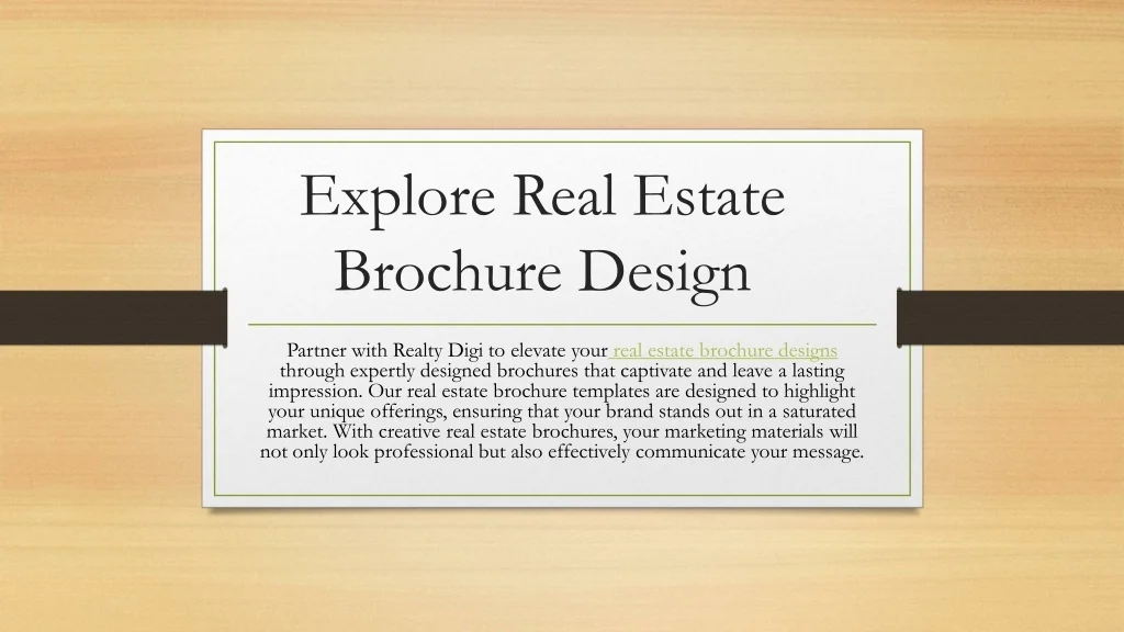 PPT - Explore Real Estate Brochure Design PowerPoint Presentation, free ...