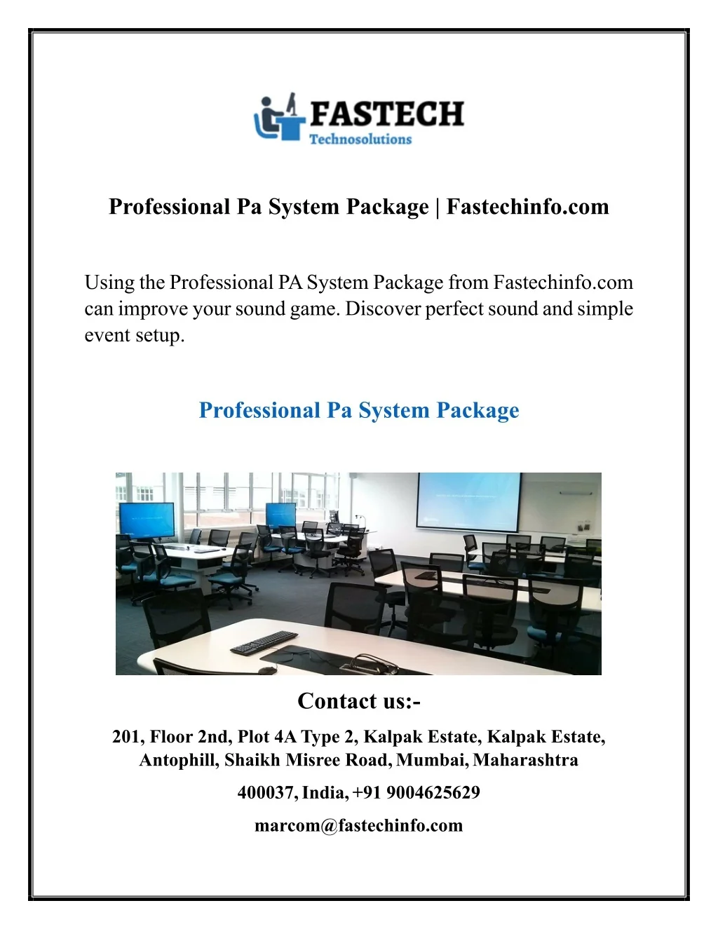 PPT - Professional Pa System Package | Fastechinfo.com PowerPoint ...