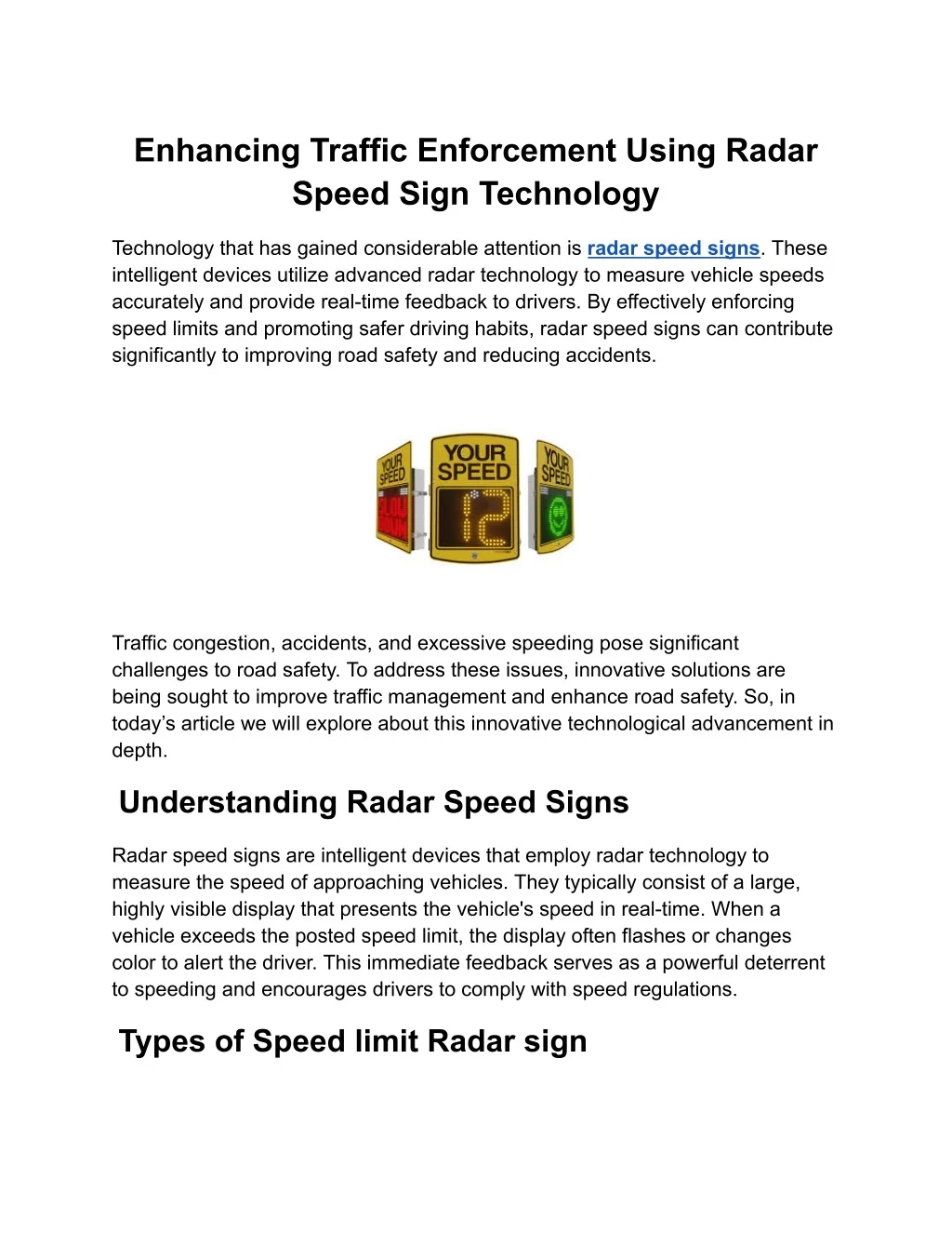 PPT - Enhancing Traffic Enforcement Using Radar Speed Sign Technology ...