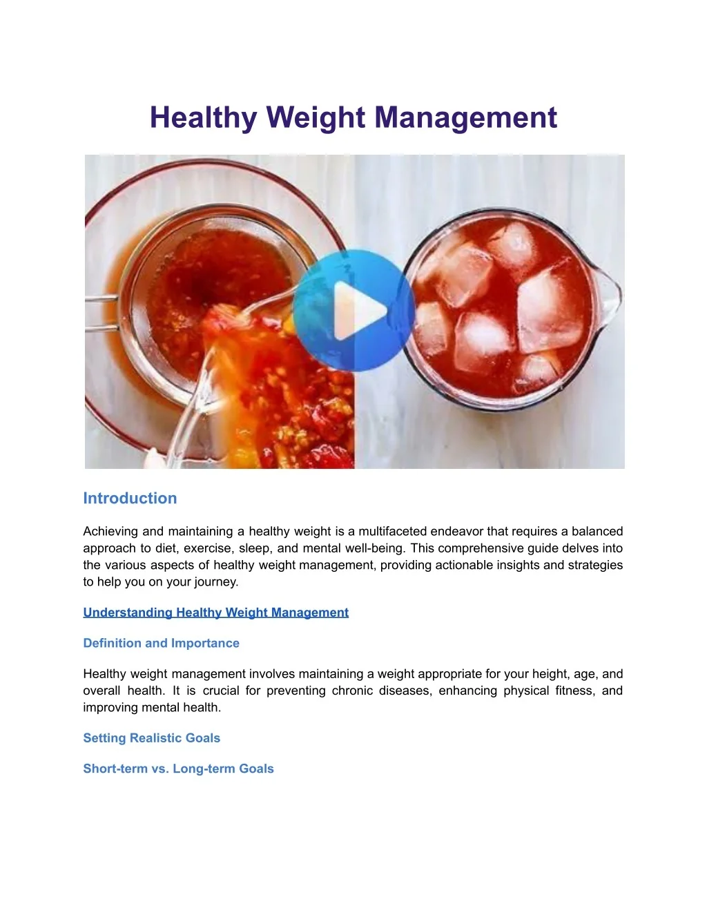 PPT - Healthy Weight Management PowerPoint Presentation, free download ...