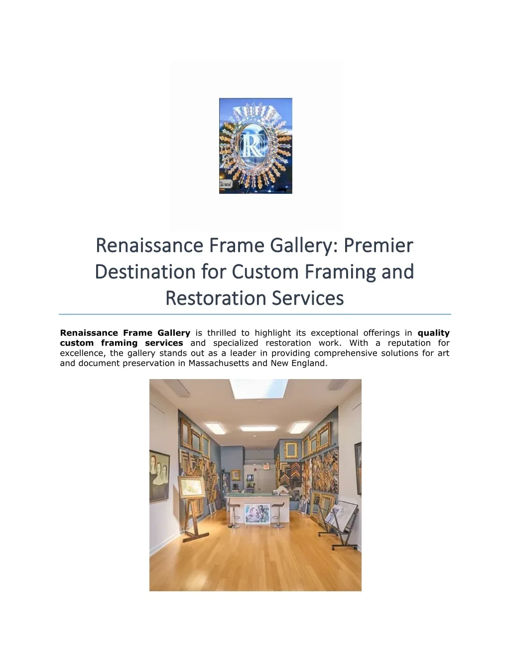 PPT - Renaissance Frame Gallery- Premier Destination for Custom Framing ...