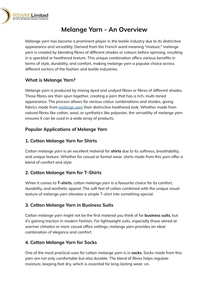 PPT - Melange Yarn - An Overview PowerPoint Presentation, free download ...