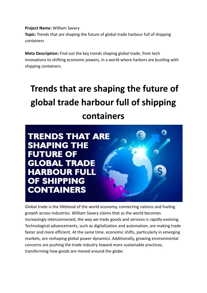 PPT - William Savary Discusses Key Trends in Global Trade and Container ...