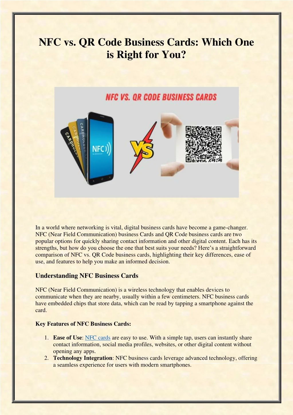 PPT - NFC vs. QR Code Business Cards Which One is Right for You ...