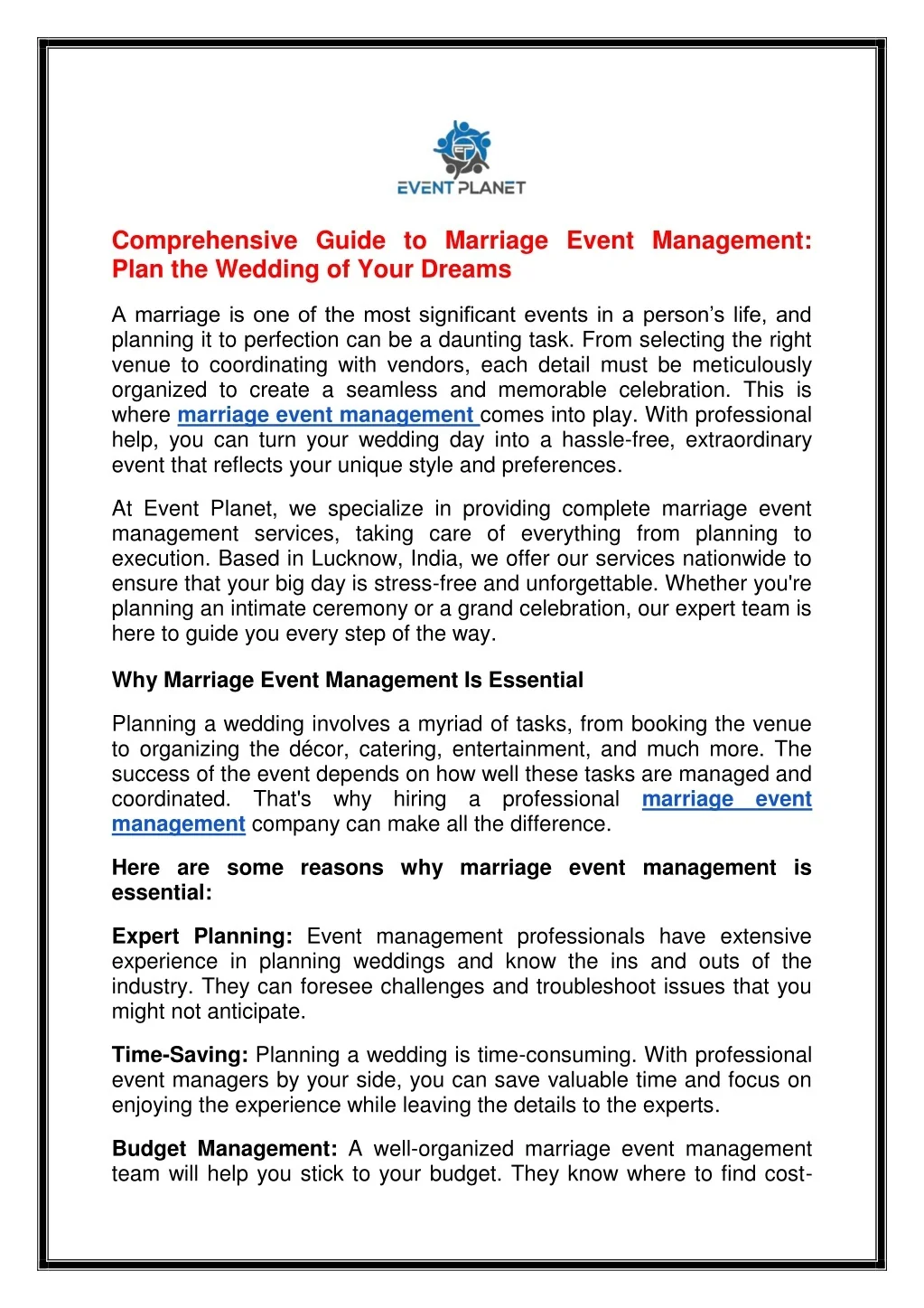 PPT - Comprehensive Guide to Marriage Event Management Plan the Wedding ...