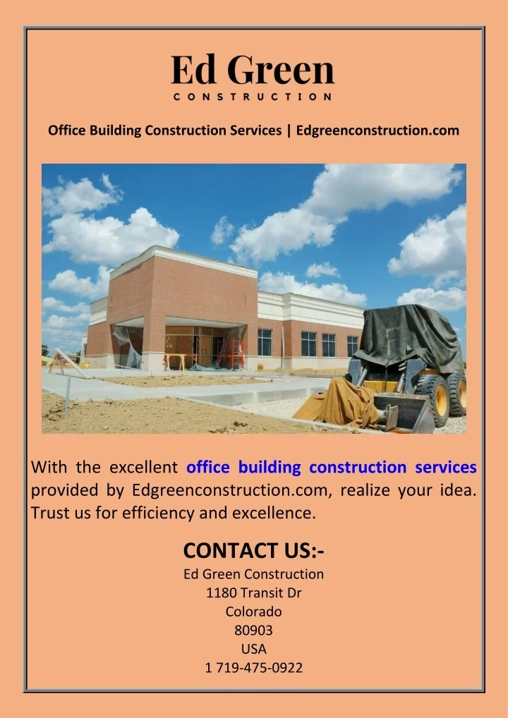 PPT - Office Building Construction Services Edgreenconstruction.com ...