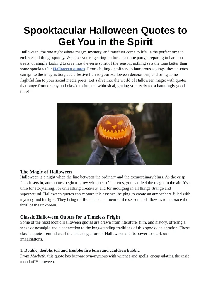 PPT - Spooktacular Halloween Quotes to Get You in the Spirit PowerPoint ...