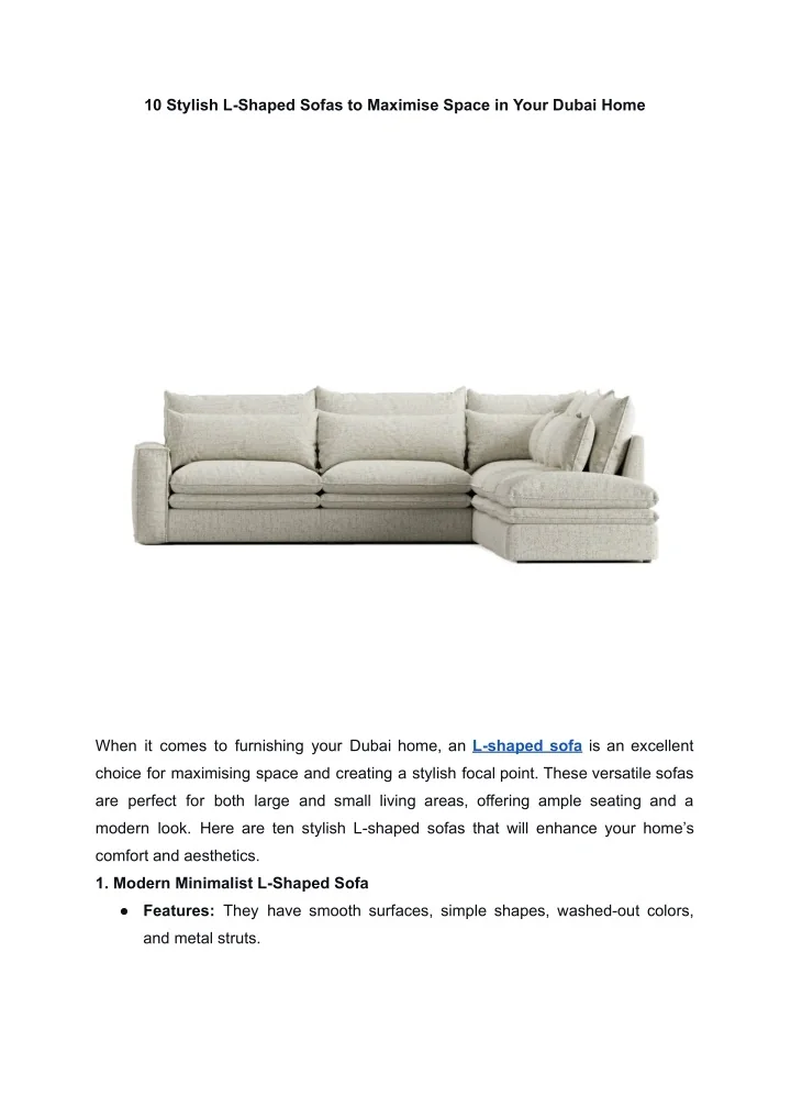 PPT - 10 Stylish L-Shaped Sofas to Maximise Space in Your Dubai Home PowerPoint Presentation ...