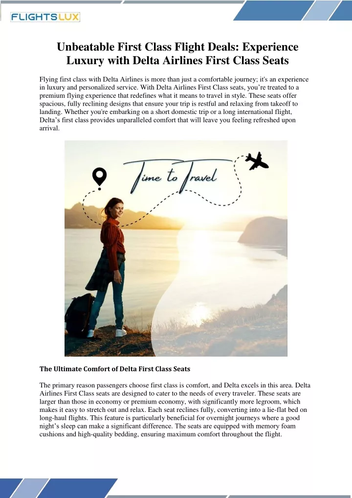 PPT - Unbeatable First Class Flight Deals Experience Luxury with Delta ... PPT - Unbeatable First Class Flight Deals Experience Luxury with Delta ...