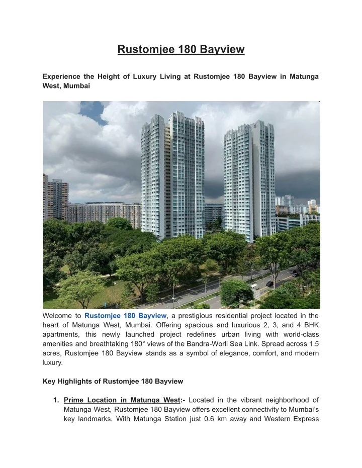 PPT - Rustomjee 180 Bayview Matunga West 2, 3 & 4 BHK Apartments in ...