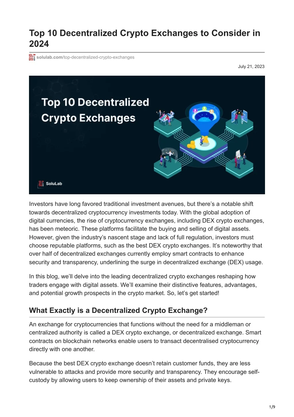 PPT - Top 10 Decentralized Crypto Exchanges to Consider in 2024 ...