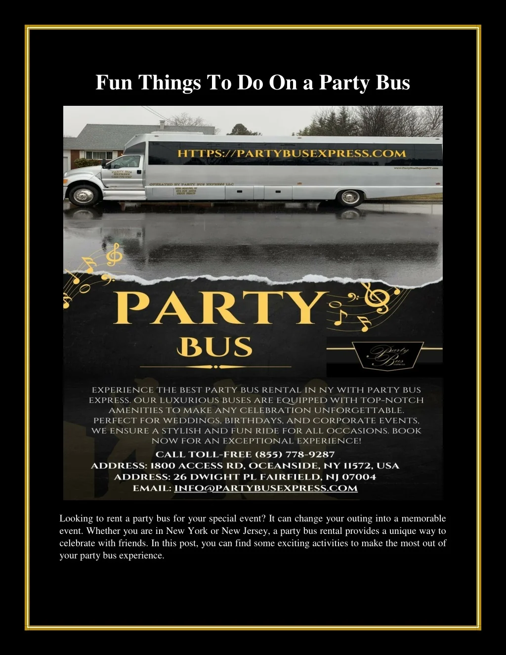 PPT - Fun Things To Do On a Party Bus PowerPoint Presentation, free ...
