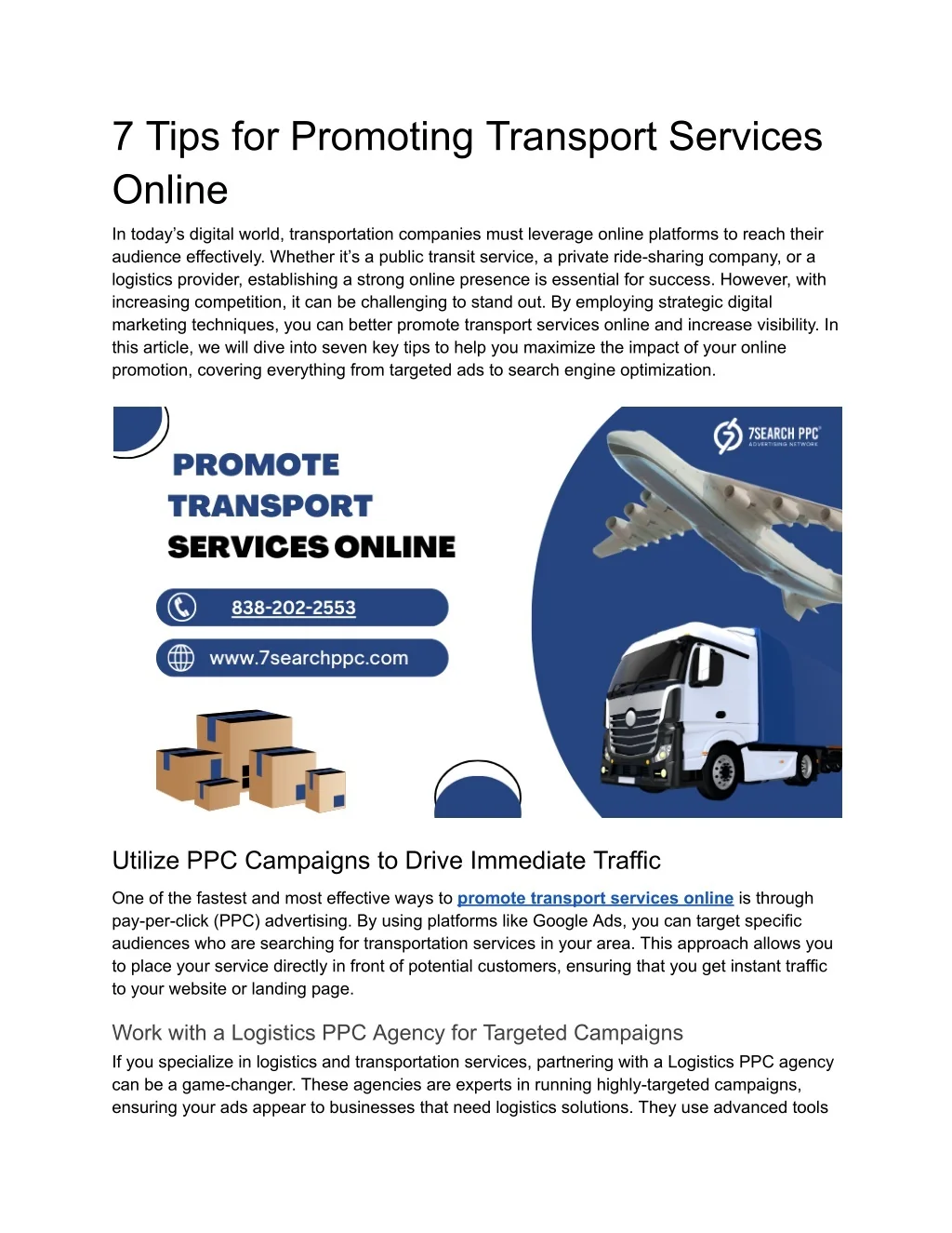 PPT - 7 Tips for Promoting Transport Services Online PowerPoint ...