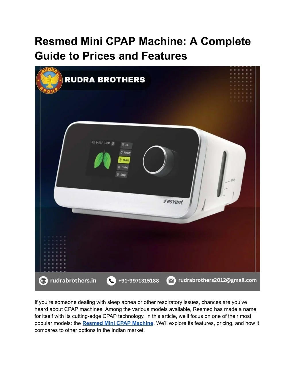 PPT - Resmed Mini CPAP Machine_ A Complete Guide to Prices and Features ...