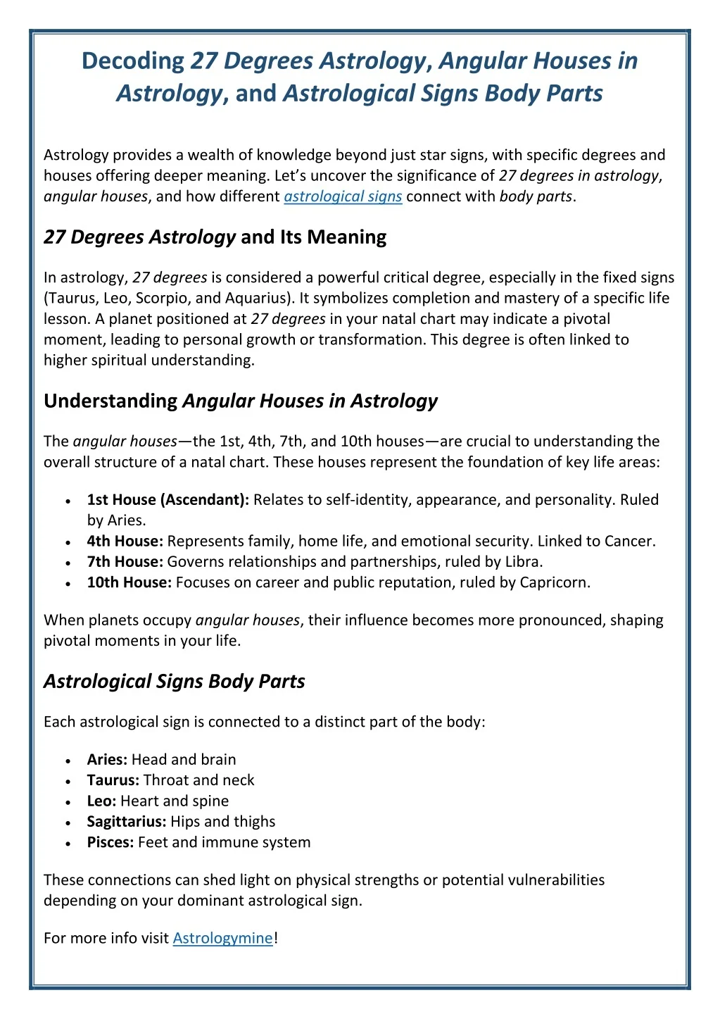 PPT - Decoding 27 Degrees Astrology, Angular Houses in Astrology ...