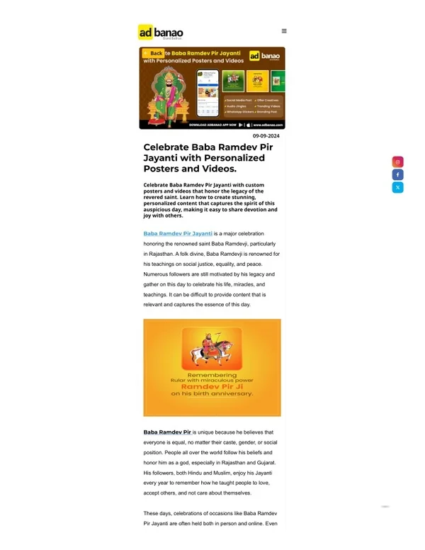 PPT - Celebrate Baba Ramdev Pir Jayanti with Personalized Posters and ...