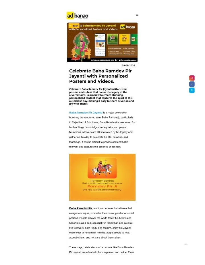 PPT - Celebrate Baba Ramdev Pir Jayanti with Personalized Posters and ...