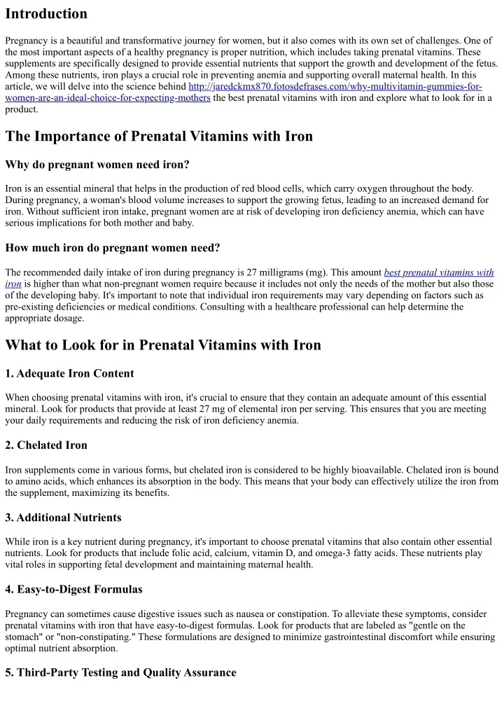 PPT - The Science behind the Best Prenatal Vitamins with Iron: What to ...