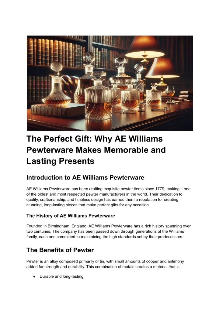 PPT - The Perfect Gift: Why AE Williams Pewterware Makes Memorable and ...