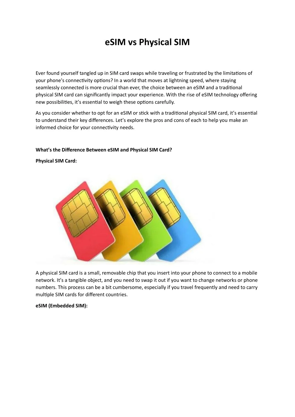 PPT - eSIM vs Physical SIM PowerPoint Presentation, free download - ID ...