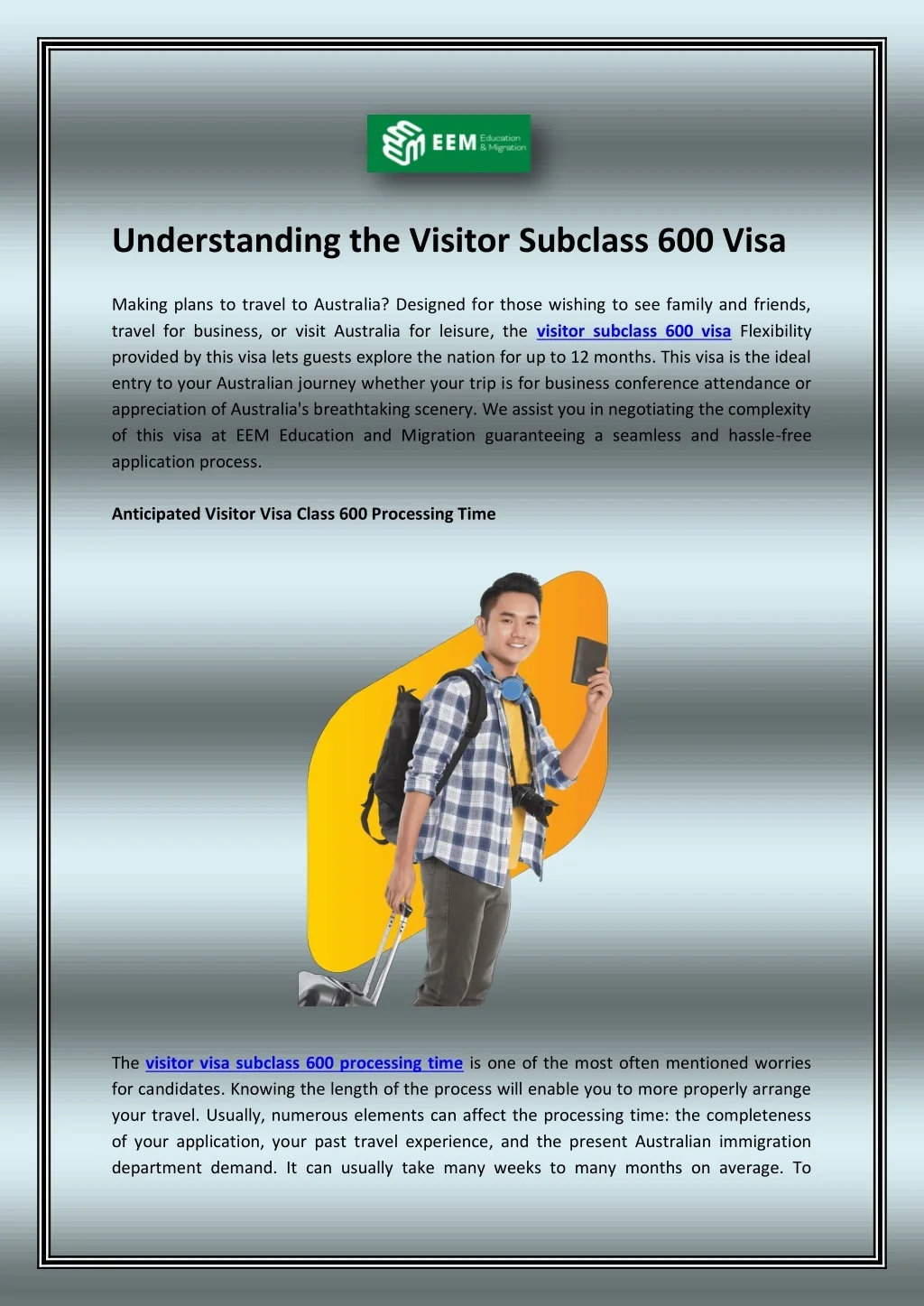 PPT - Understanding the Visitor Subclass 600 Visa PowerPoint ...