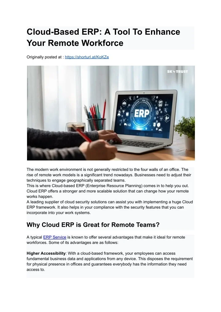PPT - Cloud-Based ERP: A Tool To Enhance Your Remote Workforce PowerPoint Presentation - ID:13571512