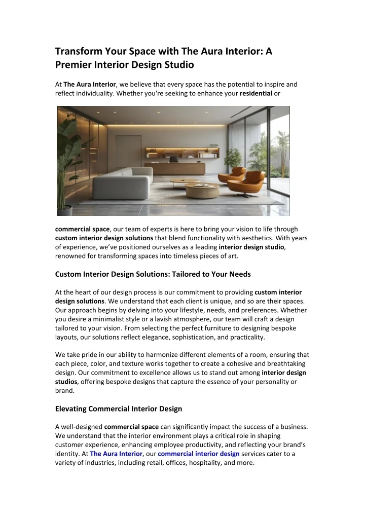 PPT - The Aura Interior | Custom, Commercial & Residential Interior Design Studio PowerPoint ...