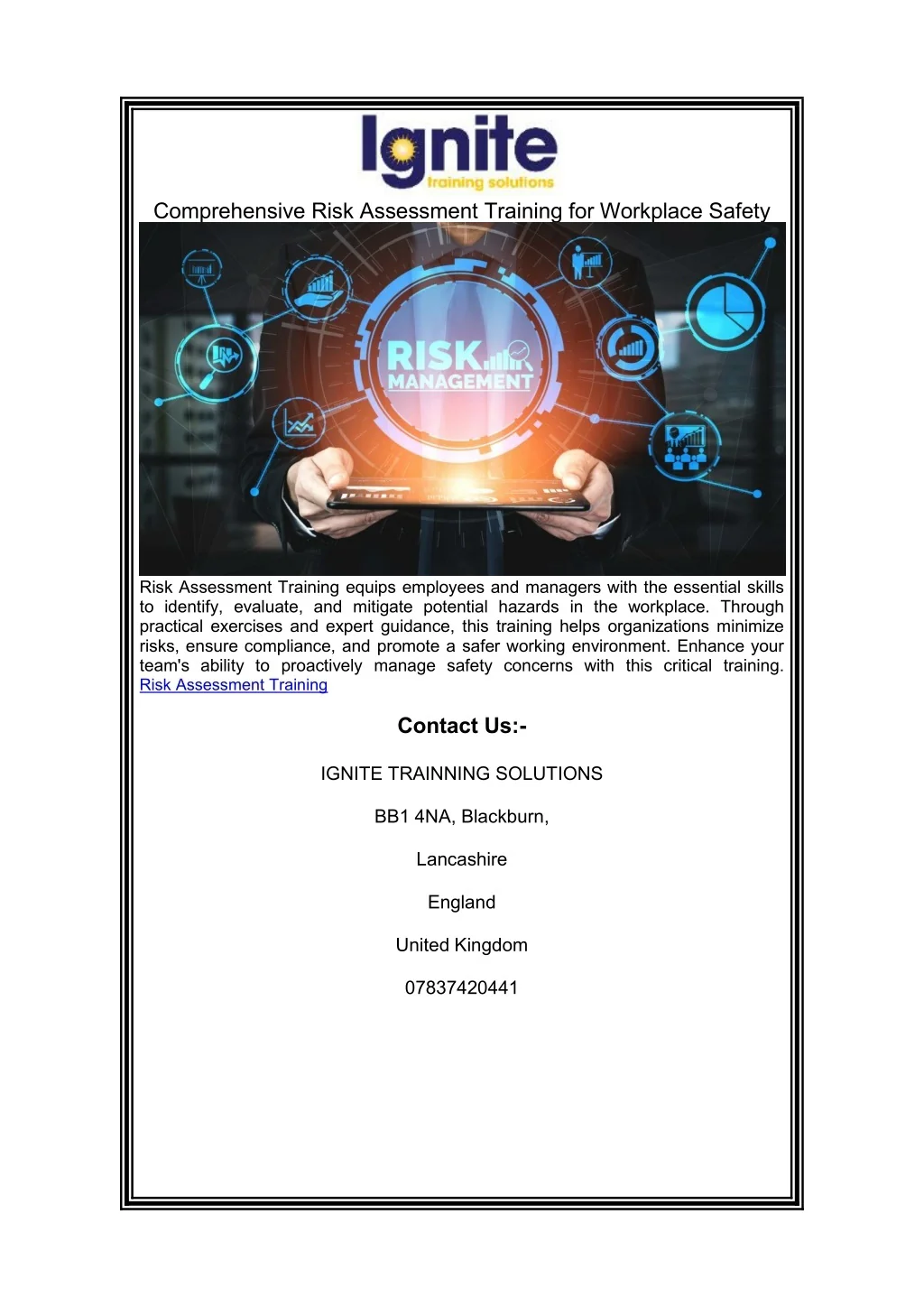 PPT - Comprehensive Risk Assessment Training for Workplace Safety ...