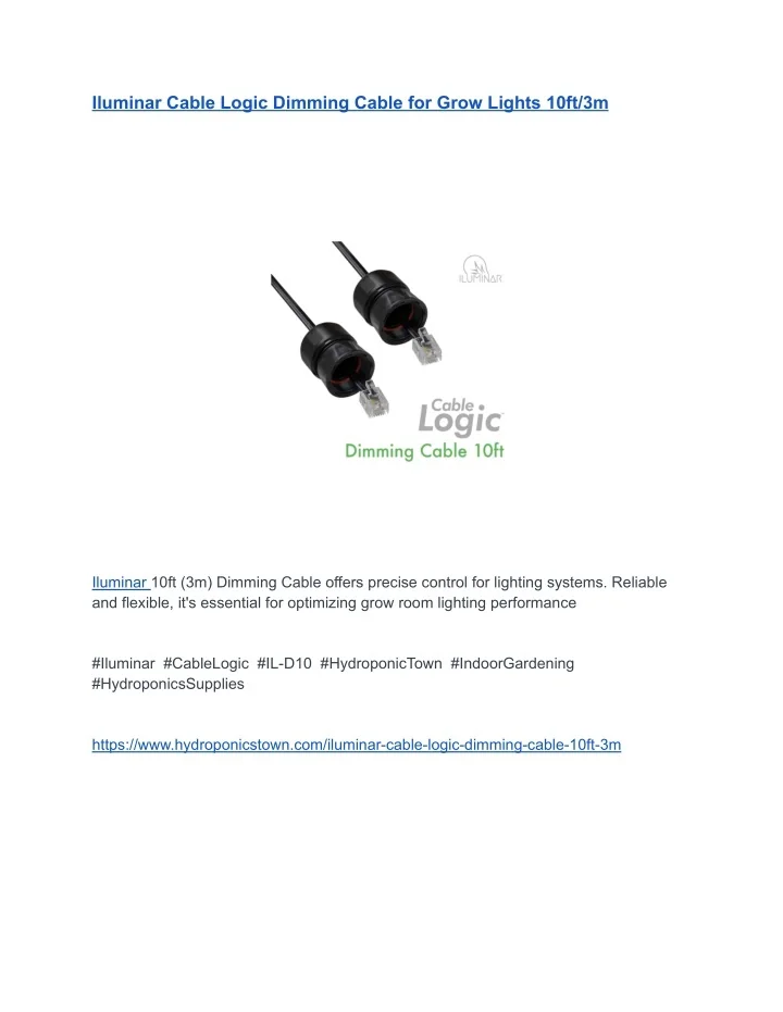 PPT - Iluminar Cable Logic Dimming Cable for Grow Lights 10ft_3m ...