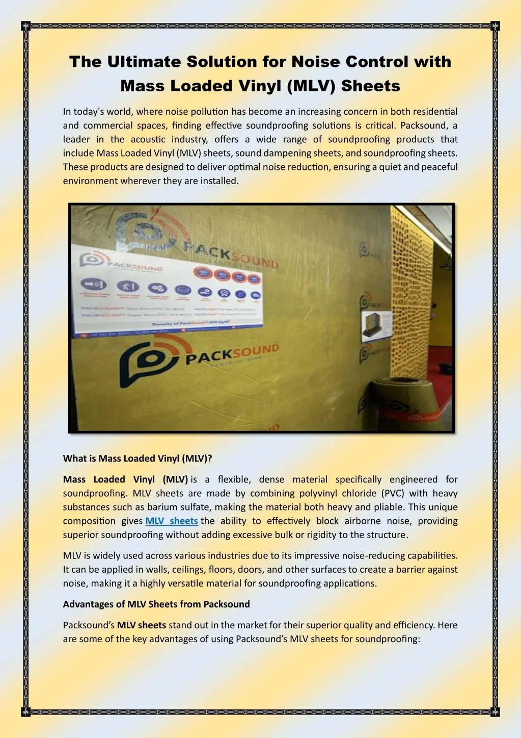 PPT - The Ultimate Solution for Noise Control with Mass Loaded Vinyl ...